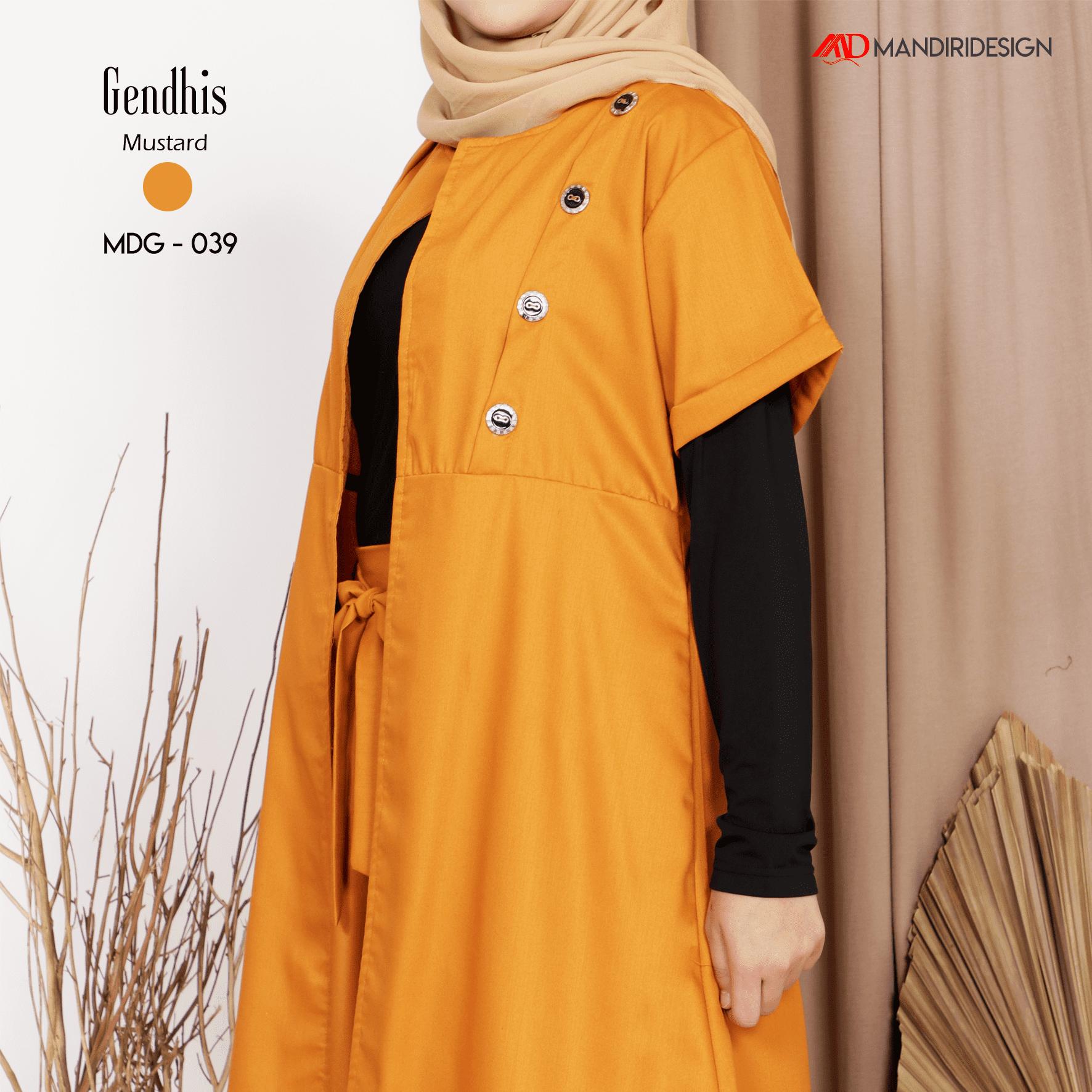 Baju Gamis Dewasa Gendhis Mustard MDG-039 - KONVEKSI KARAWANG SERAGAM KERJA