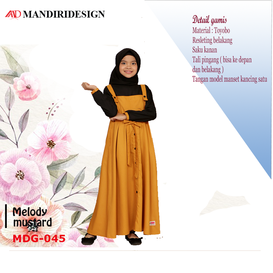 Baju Gamis Anak Melody Mustard MDG-045 - KONVEKSI KARAWANG SERAGAM KERJA