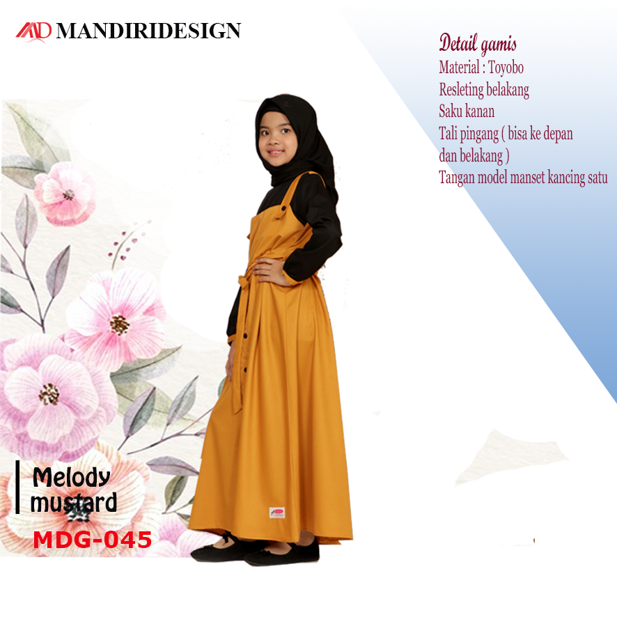 Baju Gamis Anak Melody Mustard MDG-045 - KONVEKSI KARAWANG SERAGAM KERJA